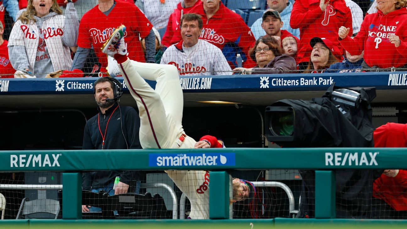 Bryce Harper recibe un día de descanso por fuerte caída - ESPN