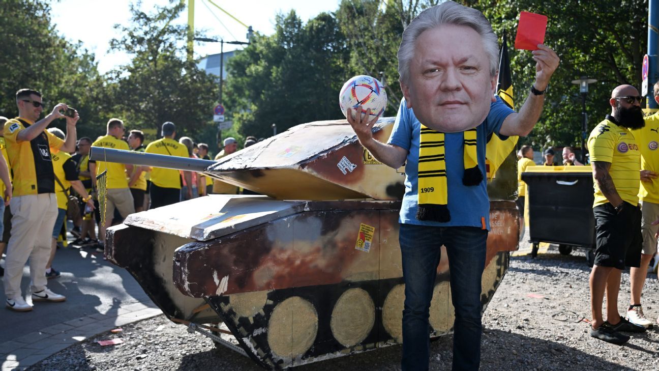 Borussia Dortmund use dummy tank to protest arms-maker deal - ESPN