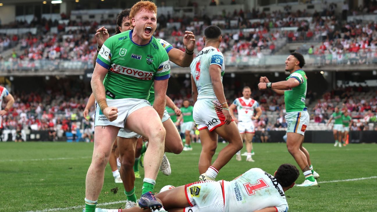 NRL: Prop's shock kick earns Raiders late win over Dragons - ESPN
