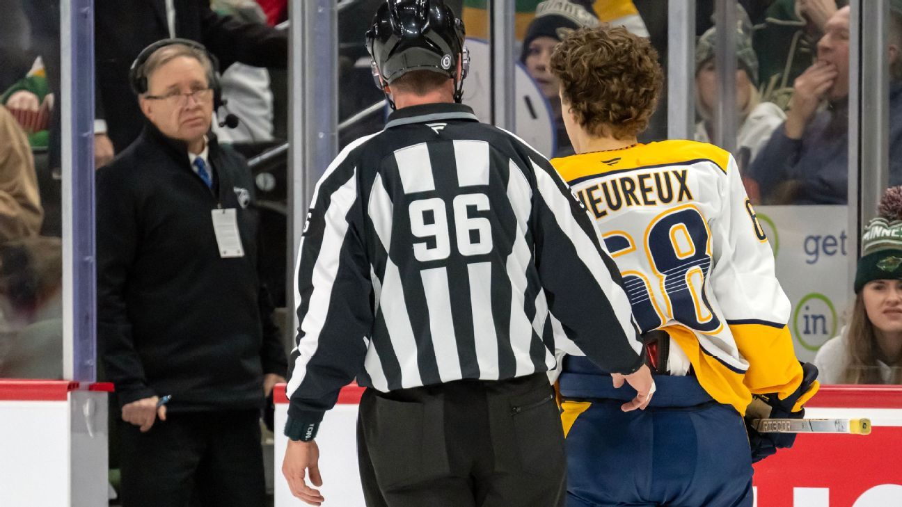 Predators' Zachary L'Heureux suspended 3 games for slew-foot - ESPN