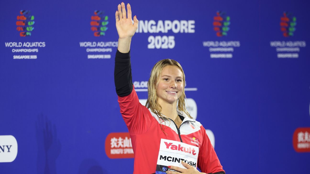 Summer McIntosh wins second gold medal at swim worlds - ESPN