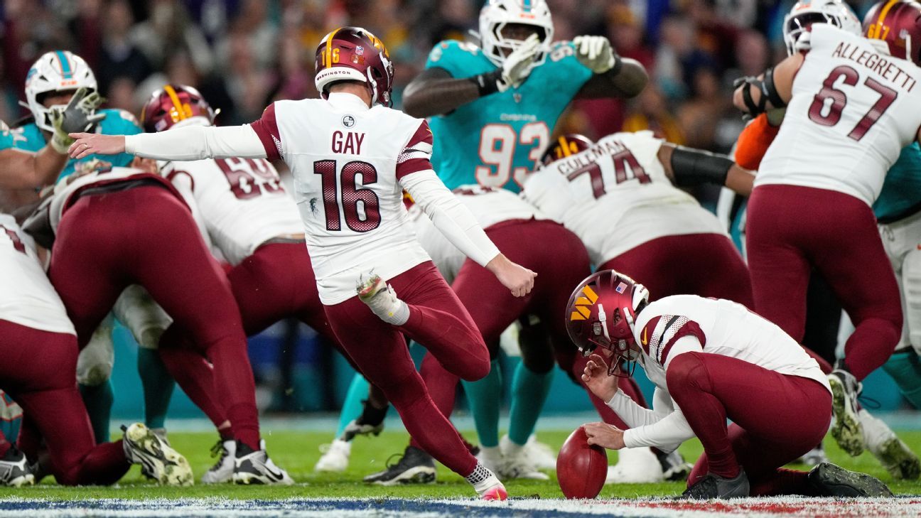 Matt Gay, cortado por Commanders, tras terrible semana 11 - ESPN
